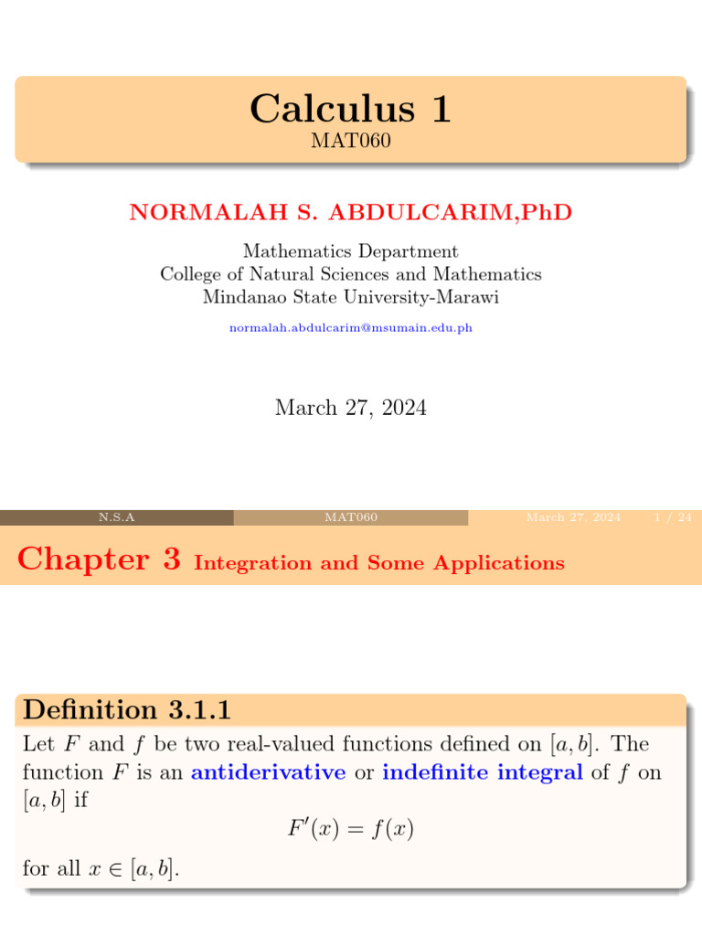 Chapter 3 Integration | PDF | Trigonometric Functions | Algebra