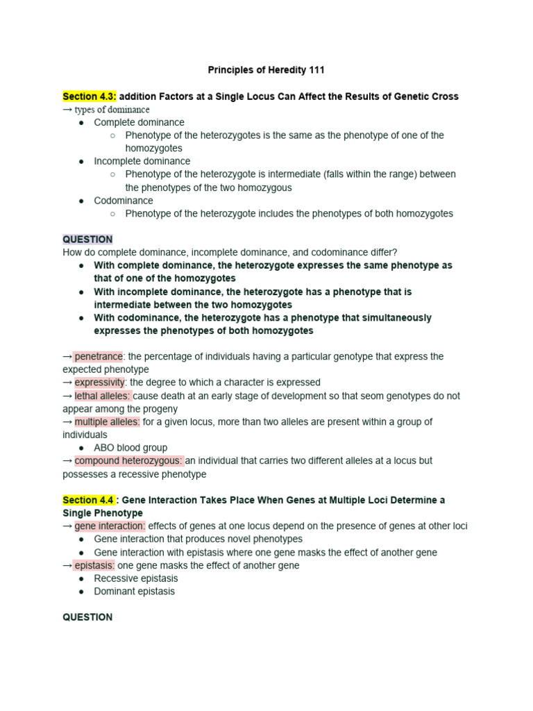 Biol 2050 W5 | PDF | Dominance (Genetics) | Zygosity