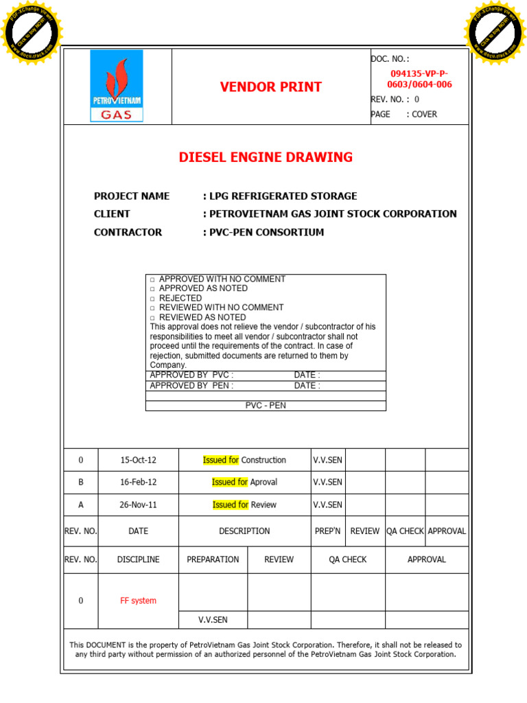 094135-VP-P-0603.0604-006 - DIESEL ENGINE DRAWING - Rev.0 | PDF