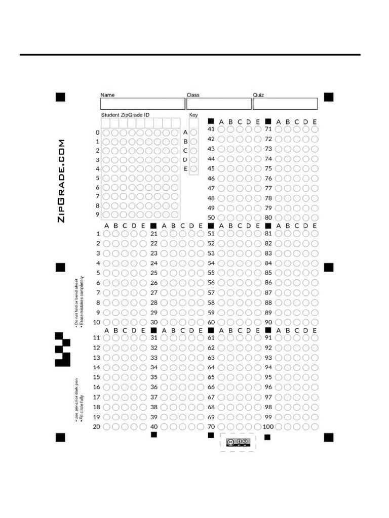 Zip Grade Sheet | PDF