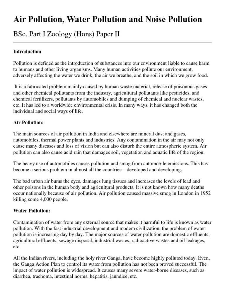 Air, Water, and Noise Pollution Overview | PDF | Air Pollution | Pollution