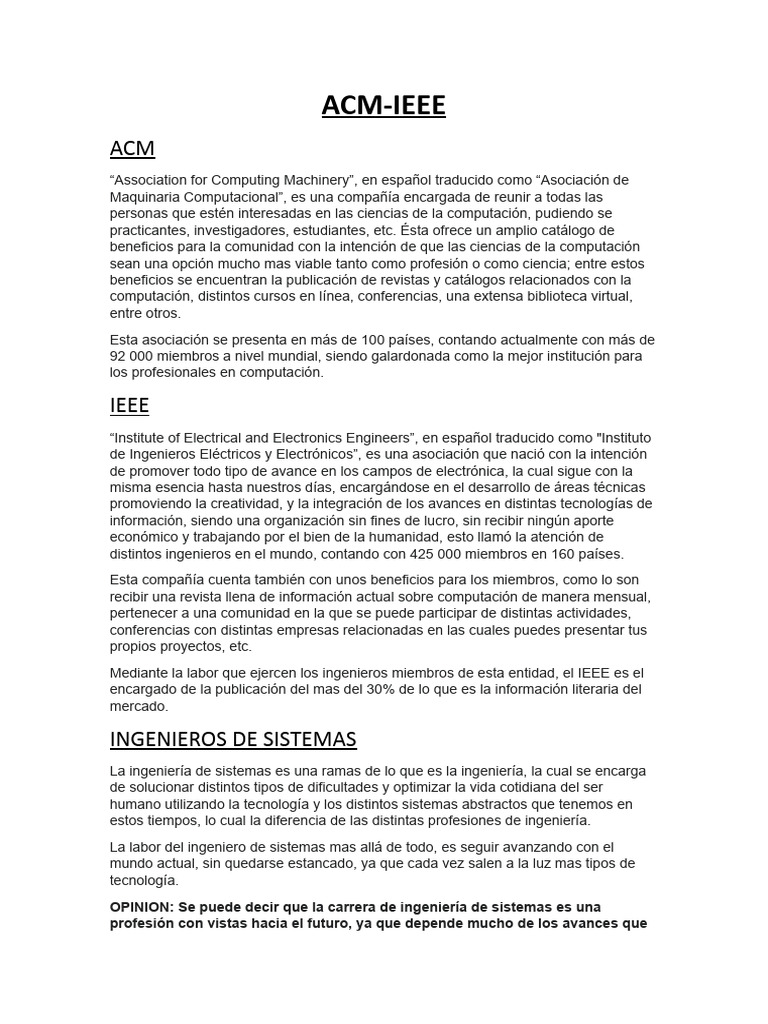 ACM e IEEE: Beneficios para Ingenieros | PDF | Asociación para ...