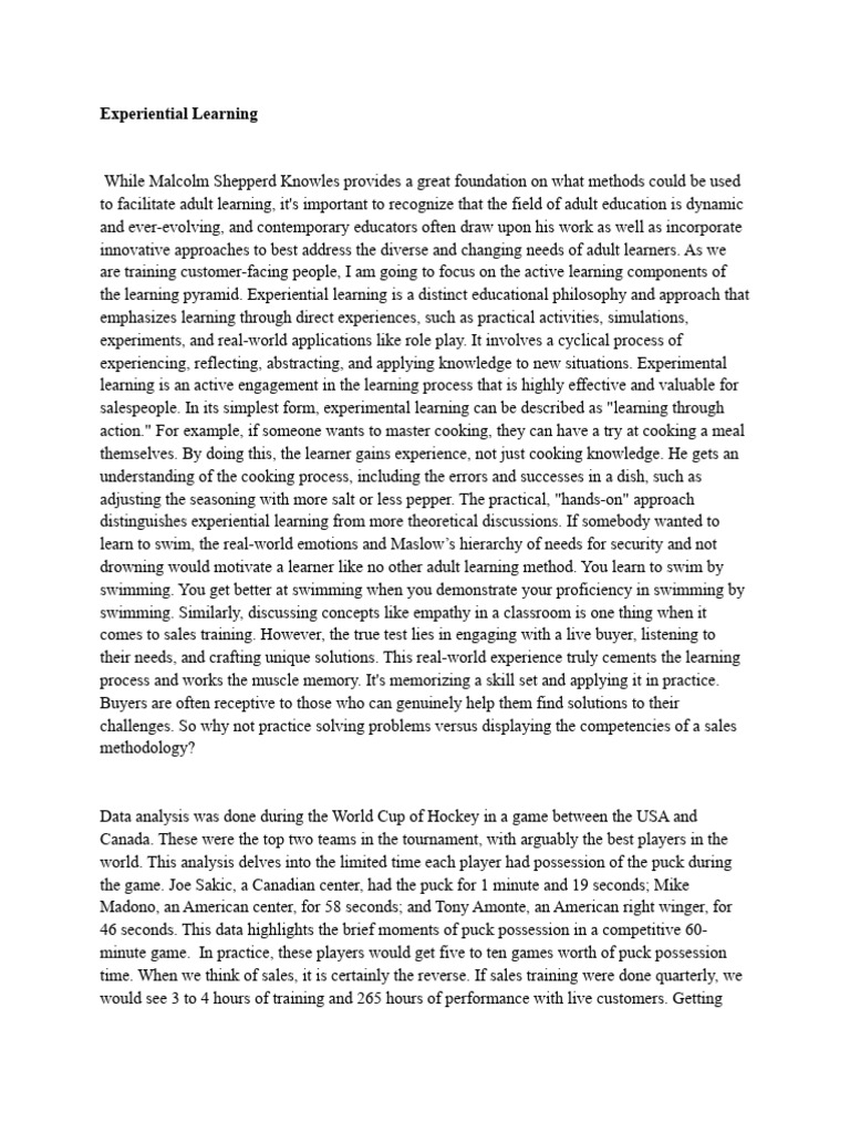 Experential Learning Edit | PDF | Learning | Cognitive Science