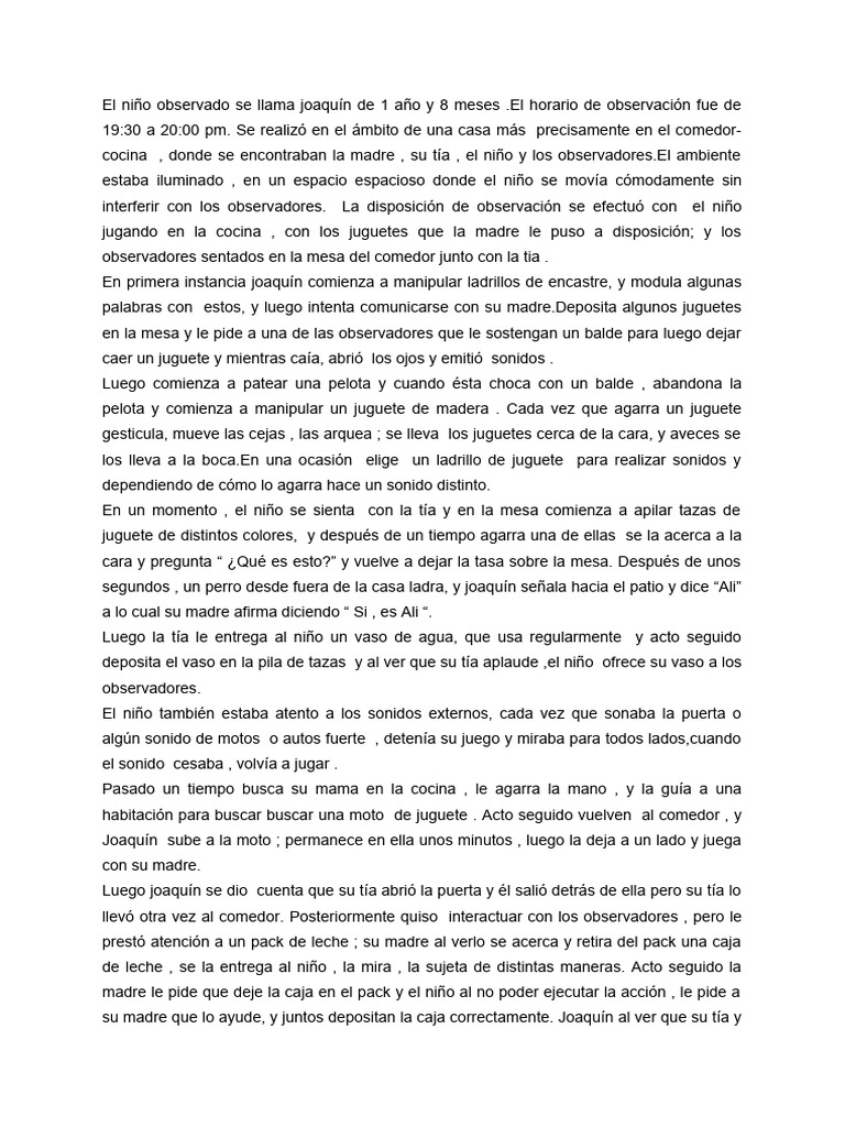 Observación del desarrollo infantil de Joaquín | PDF | Salud y bienestar