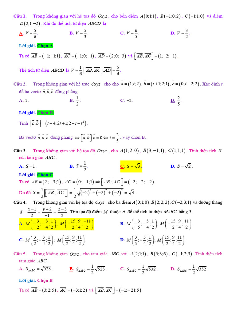 To12-HH-C3-B1-Muc Do 2-He Truc Toa Do Oxyz 1 - Azota in 15 DA | PDF