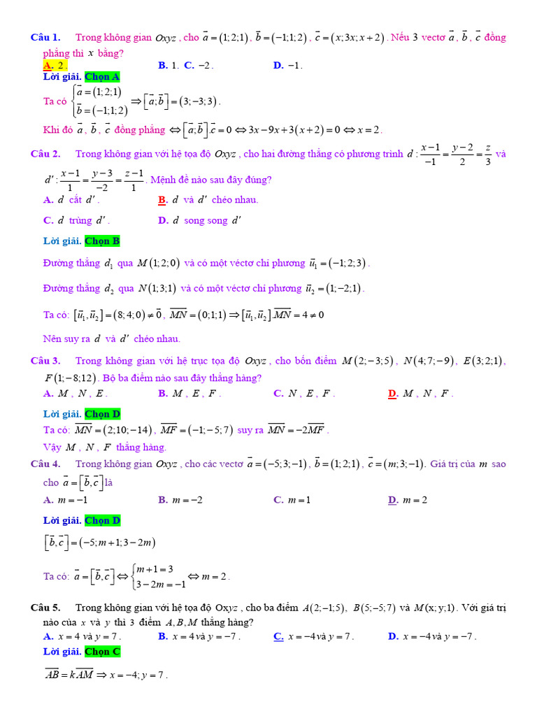 To12-HH-C3-B1-Muc Do 2-He Truc Toa Do Oxyz 1 - Azota in 14 DA | PDF