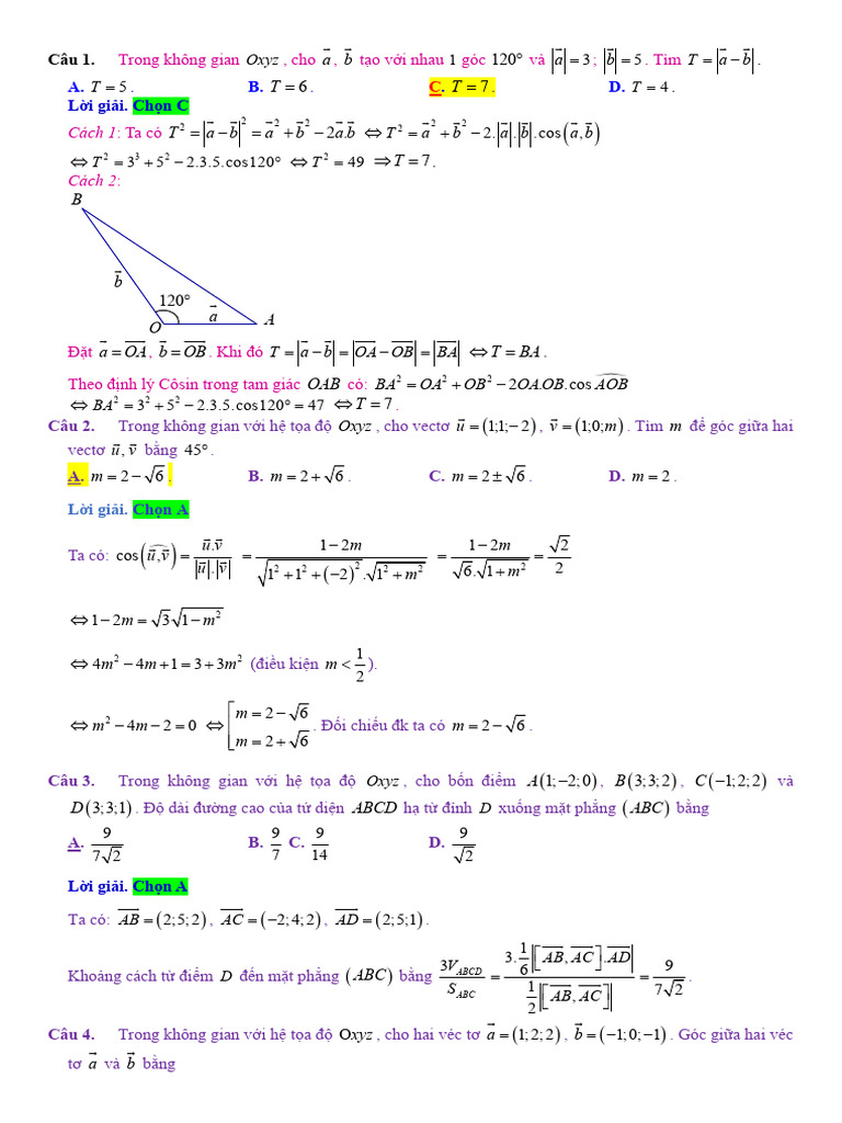 To12-HH-C3-B1-Muc Do 2-He Truc Toa Do Oxyz 1 - Azota in 16 DA | PDF