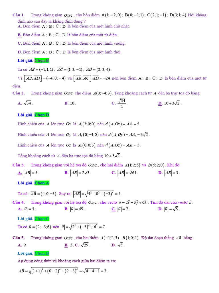 To12-HH-C3-B1-Muc Do 2-He Truc Toa Do Oxyz 1 - Azota in 12 DA | PDF
