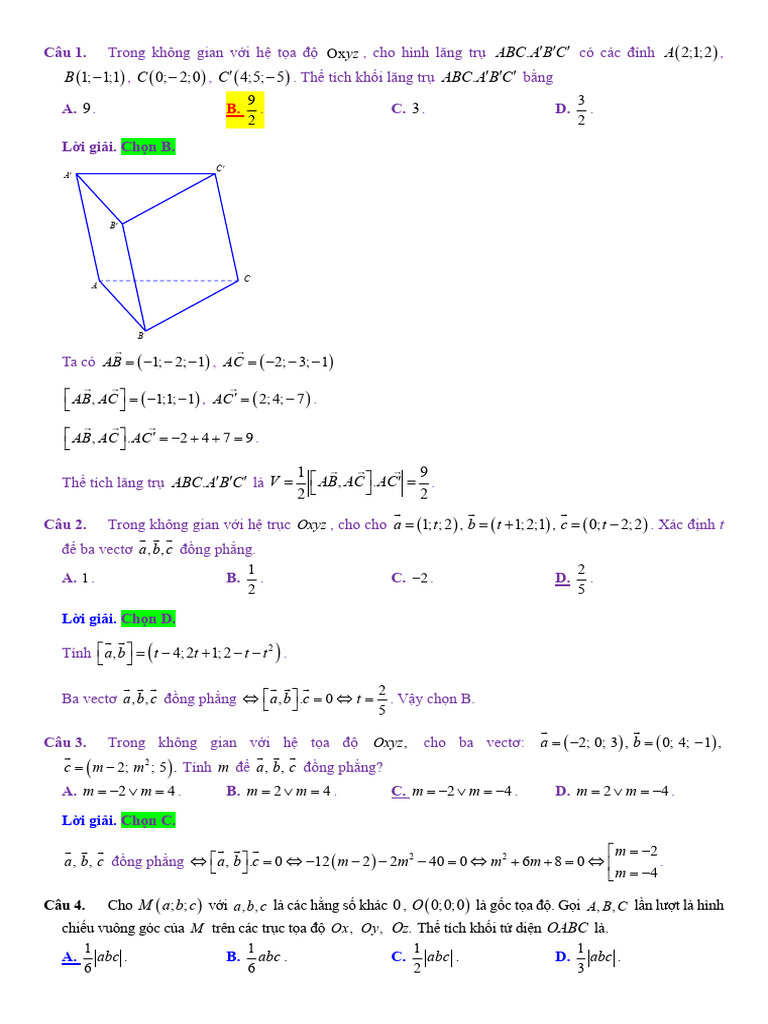 To12-HH-C3-B1-Muc Do 2-He Truc Toa Do Oxyz 1 - Azota in 17 DA | PDF
