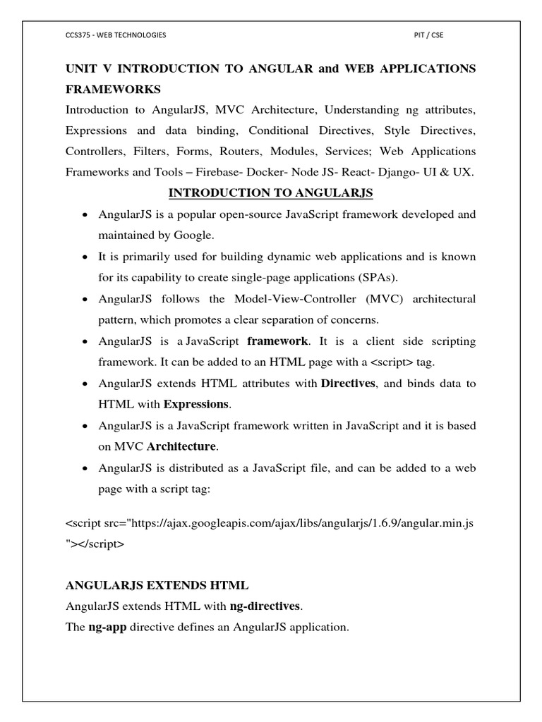 Unit V | PDF | Model–View–Controller | Angular Js