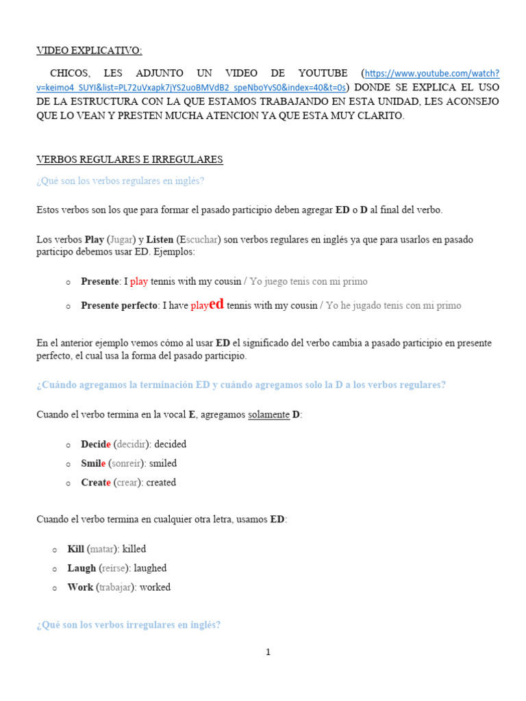 Presente Perfecto | PDF | Verbo | Oración (Lingüística)