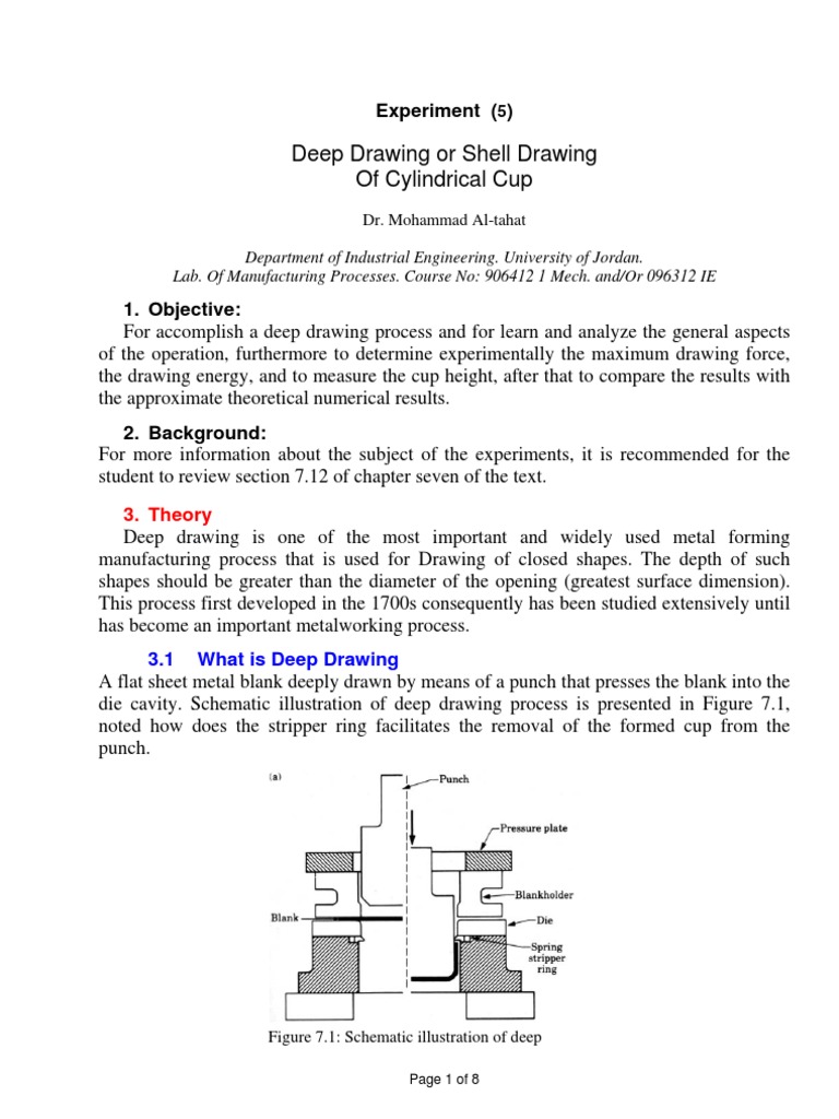 5 Deep Drawing | PDF | Deformation (Engineering) | Sheet Metal