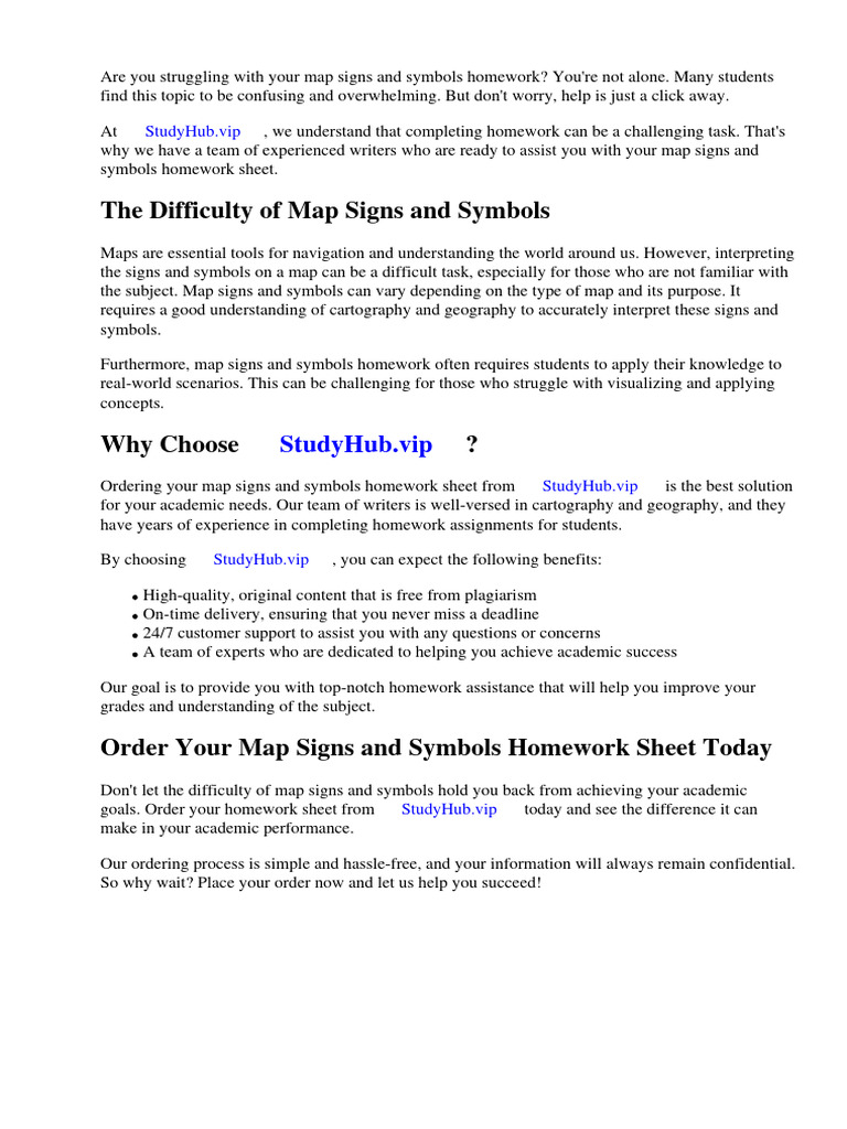 Map Signs and Symbols Homework Sheet | Download Free PDF | Map | Area