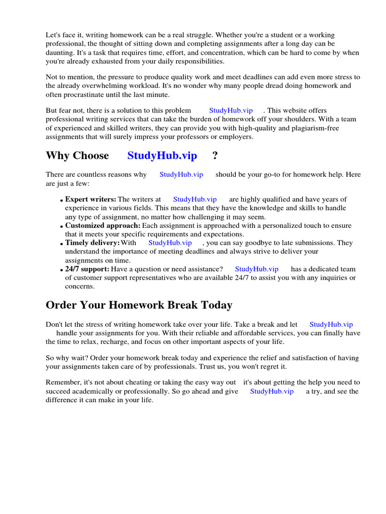 Homework Break | PDF | Homework