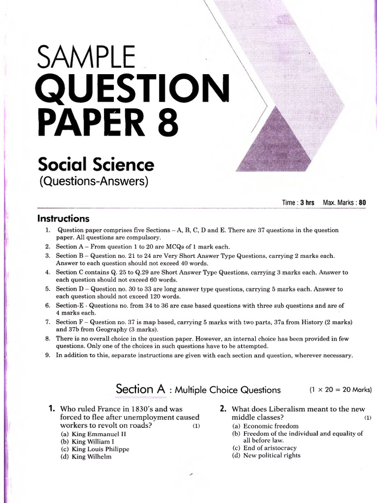 Class 10 SST Sample Paper 8 To 10 | PDF | Banks | Reserve Bank Of India