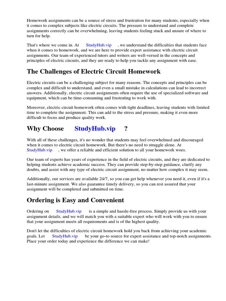 Homework Help Electric Circuits | PDF | Homework | Electricity