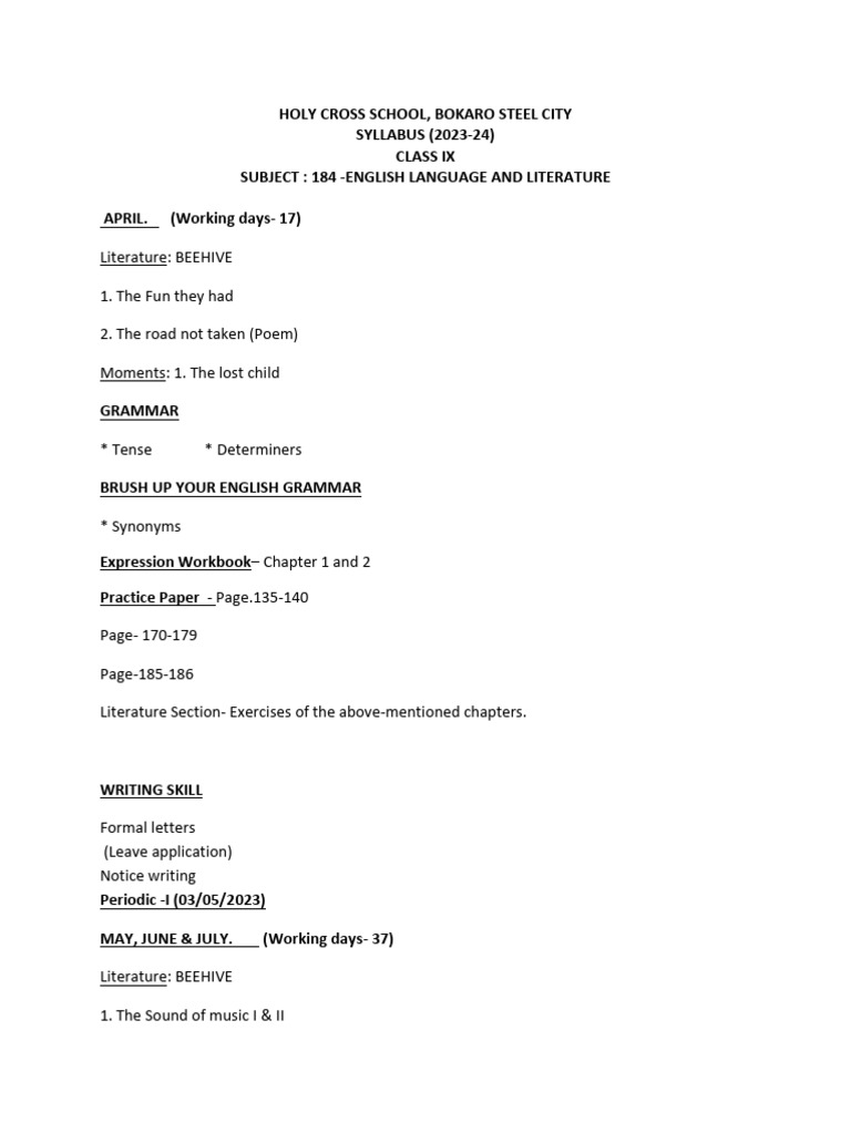 9english Syllabus | PDF | English Grammar | English Language