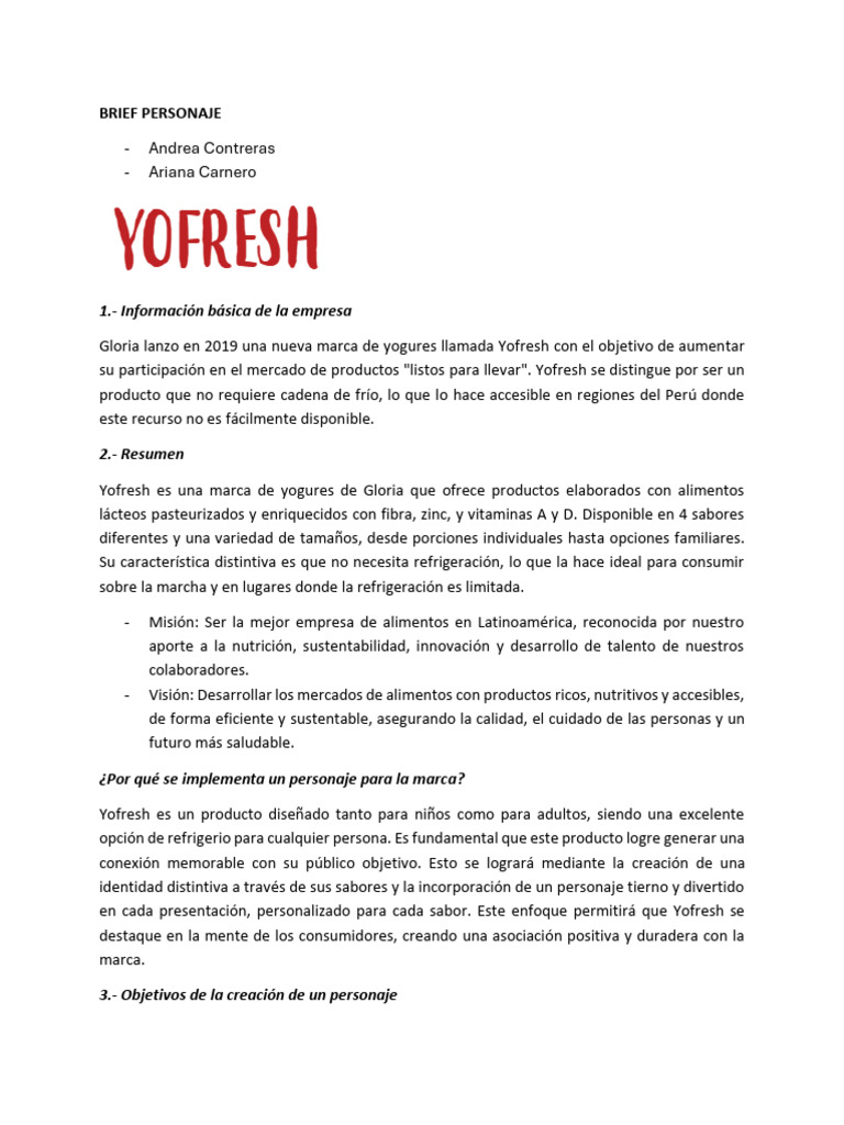 Brief Personaje | PDF | Marca | Alimentos