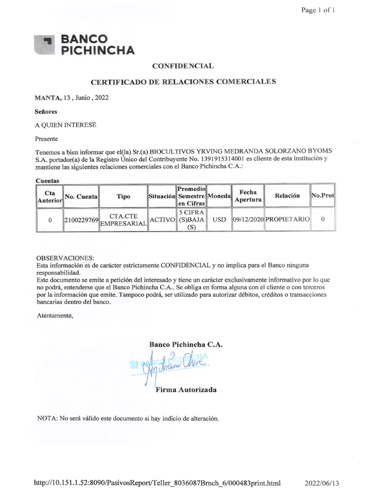 Cert Banc Byoms | PDF