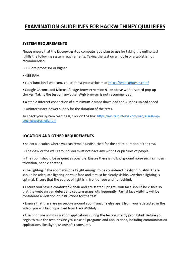 Examination Guidelines - HWI Qualifiers | PDF | Software | Computer ...