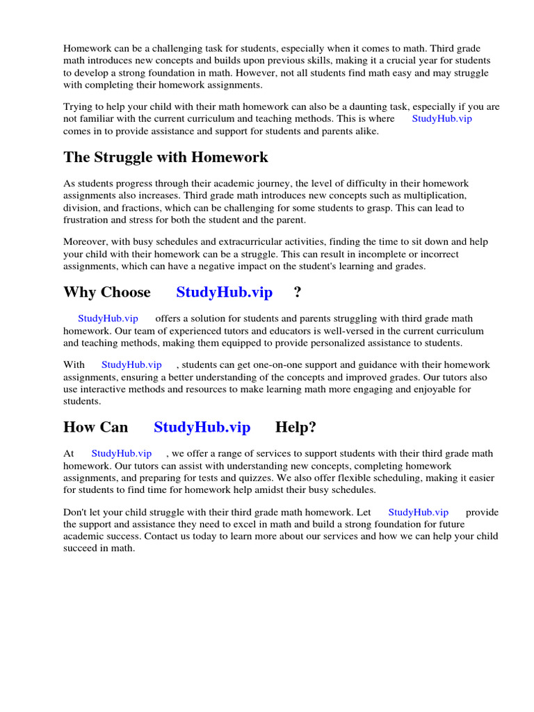 Third Grade Math Homework Help | PDF | Worksheet | Homework
