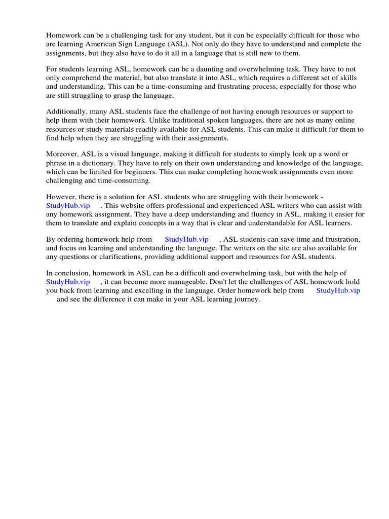 Homework in Asl | PDF | American Sign Language | Homework