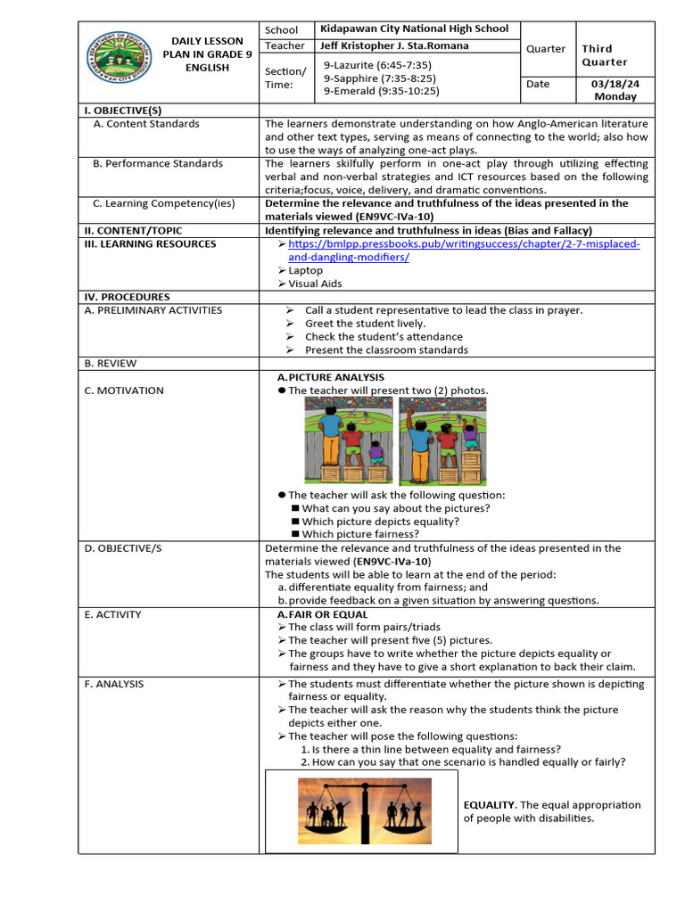 Equality, Fairness, Over Generalization | PDF | Teachers | Bias