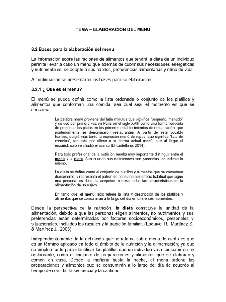 Guía para la Elaboración de Menús Nutricionales | PDF | Alimentos | Dieta
