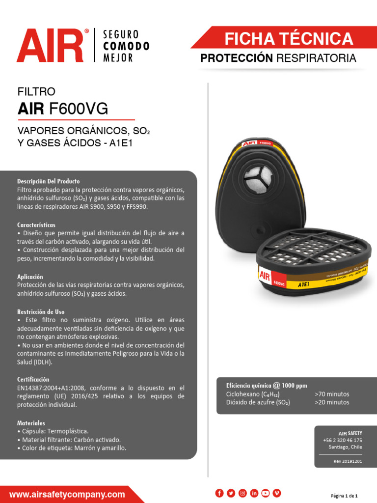 Filtro A1E1 para Vapores y Gases | PDF | Tecnología