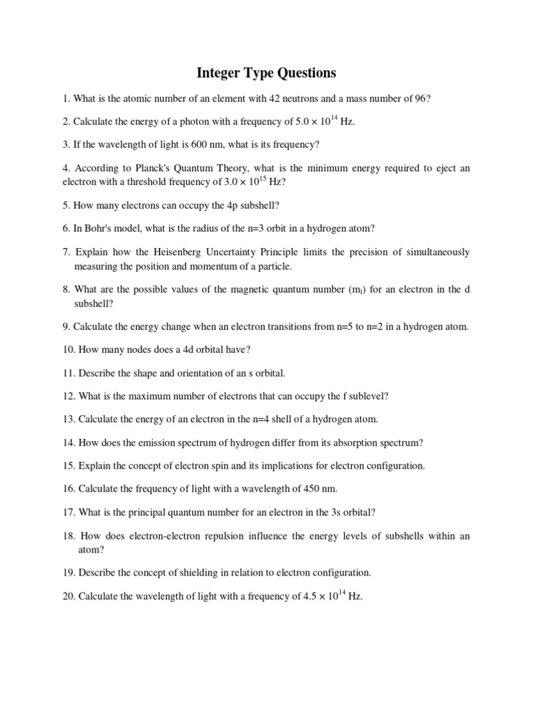 BB3 Integer | PDF | Atomic Orbital | Electron