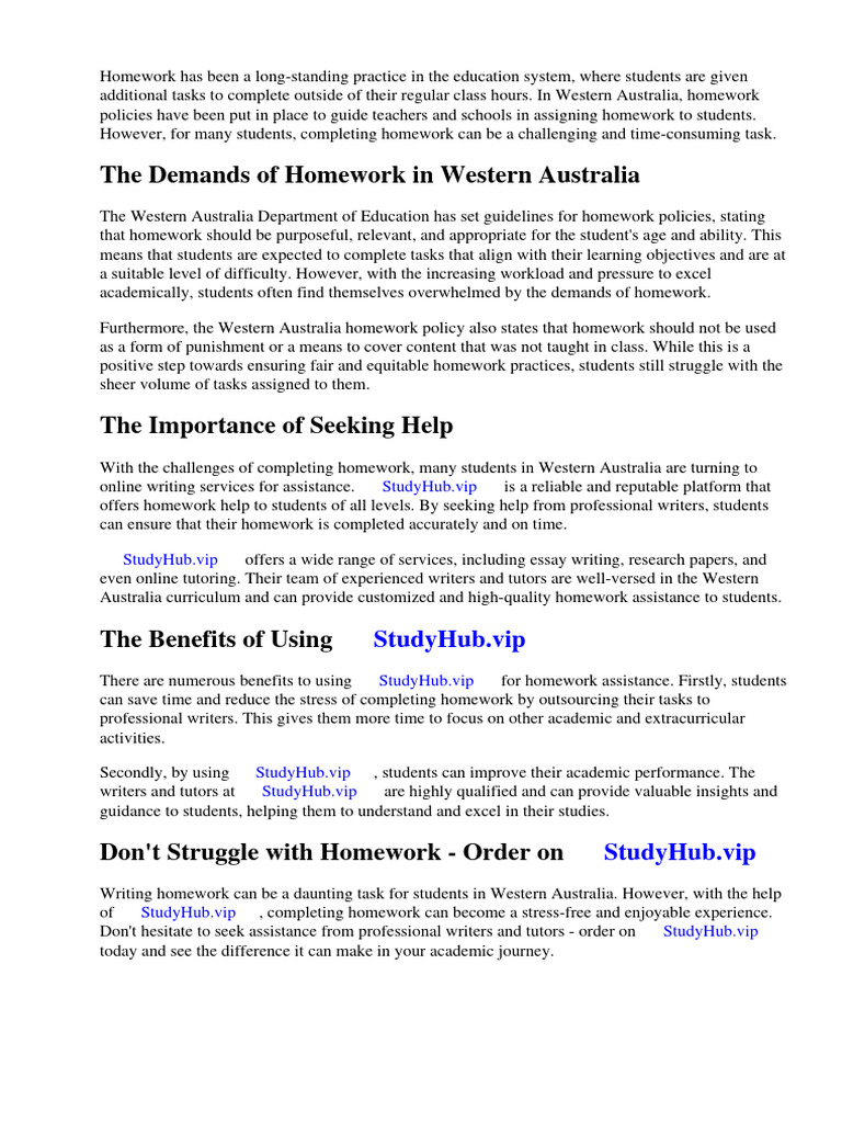 Homework Challenges in Western Australia | PDF | Homework | Expert