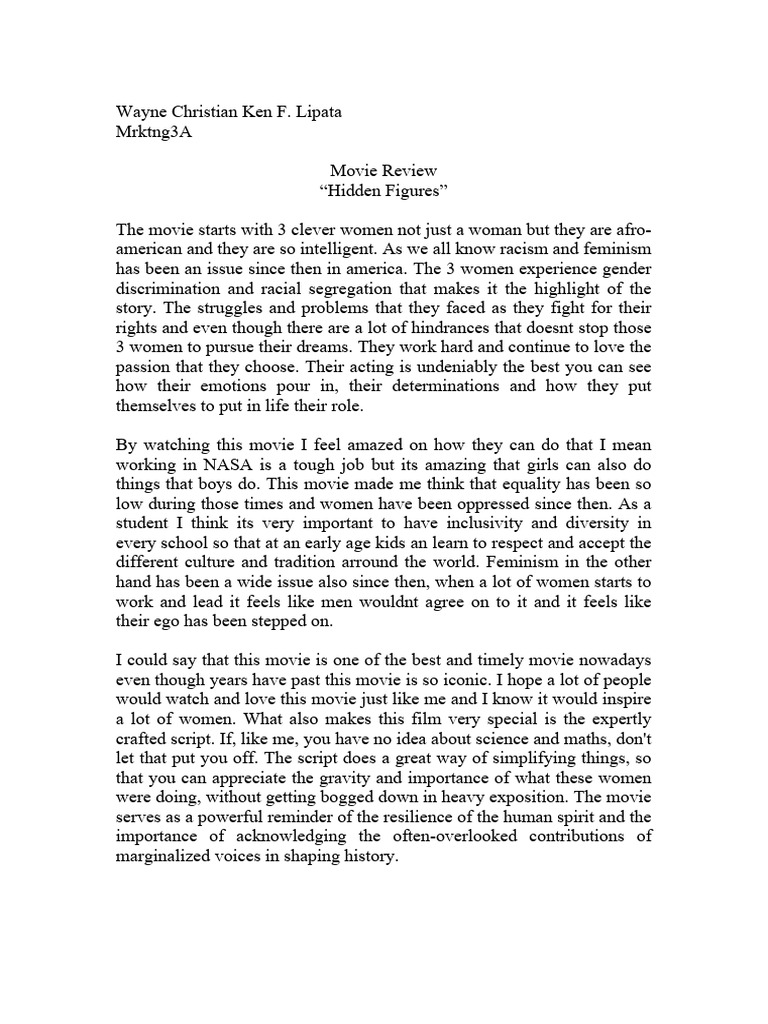 Hidden Figures Movie Review | PDF