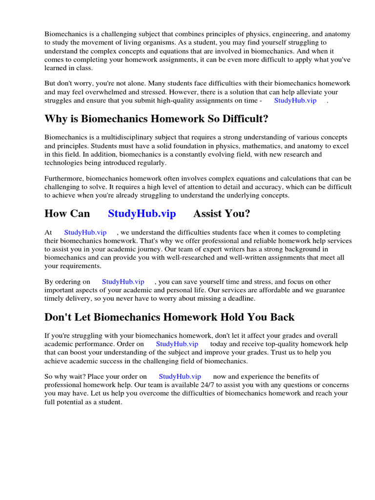 Biomechanics Homework Help | PDF | Force | Biomechanics