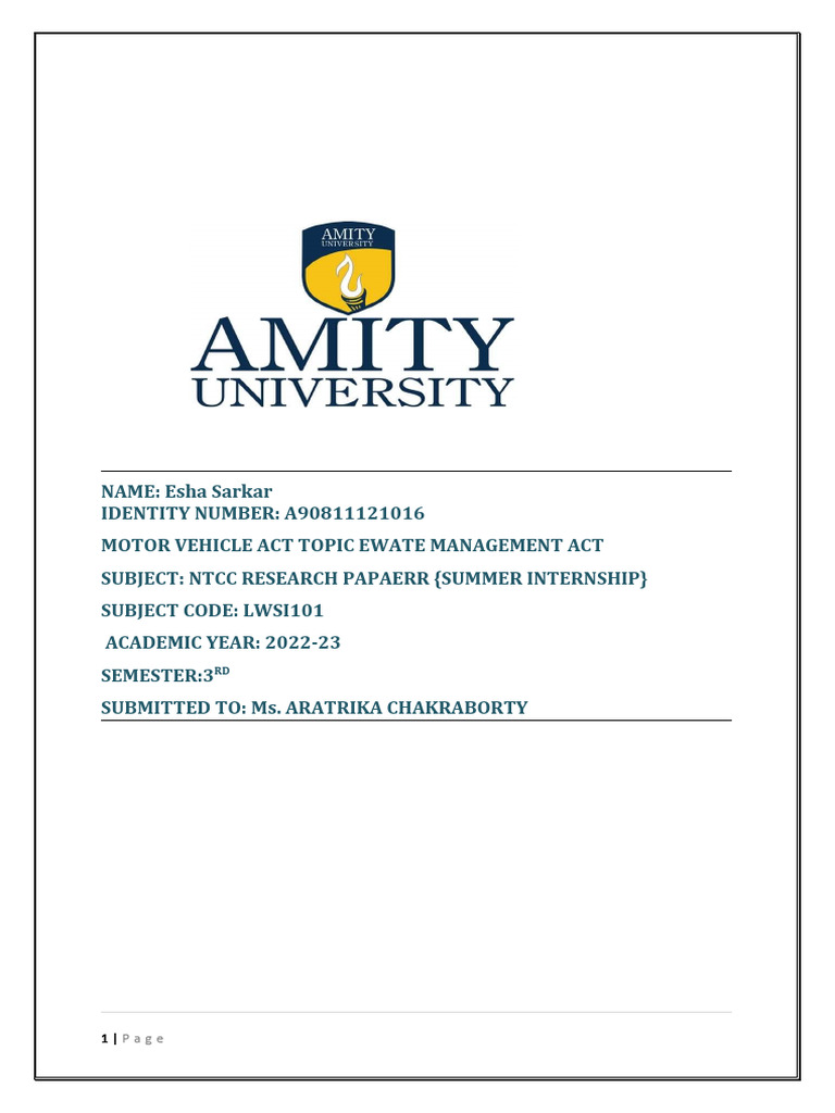 Esha Sarkar, E Waste Management | PDF | Electronic Waste | Waste