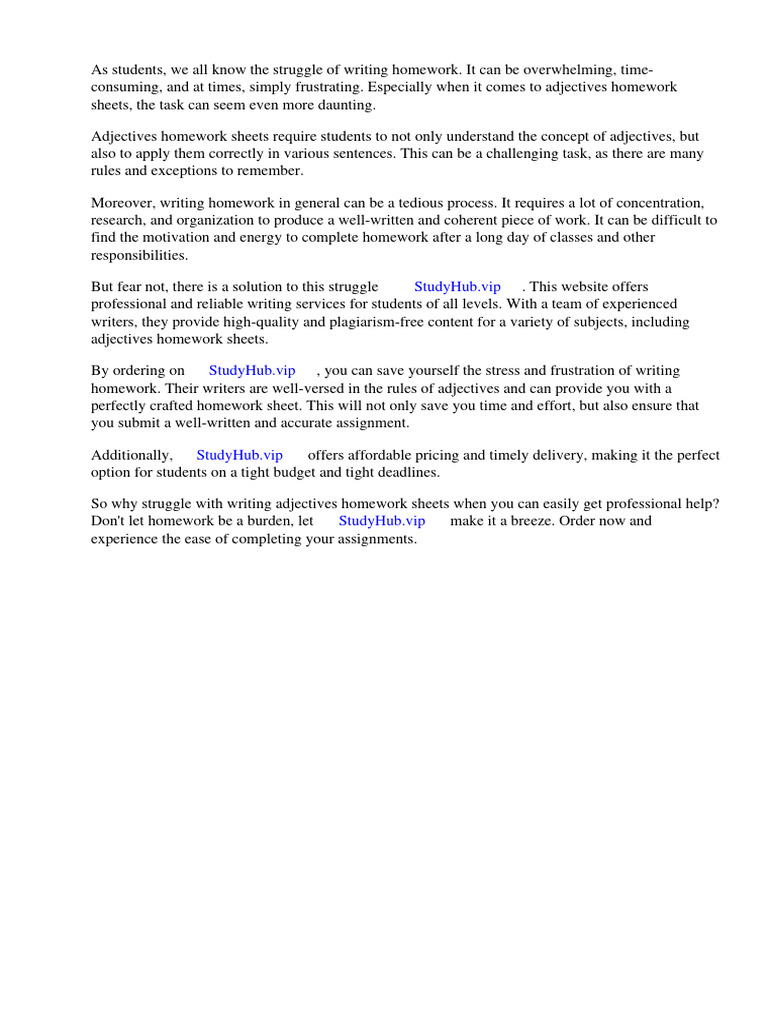 Adjectives Homework Sheet | PDF | Adjective | Linguistics