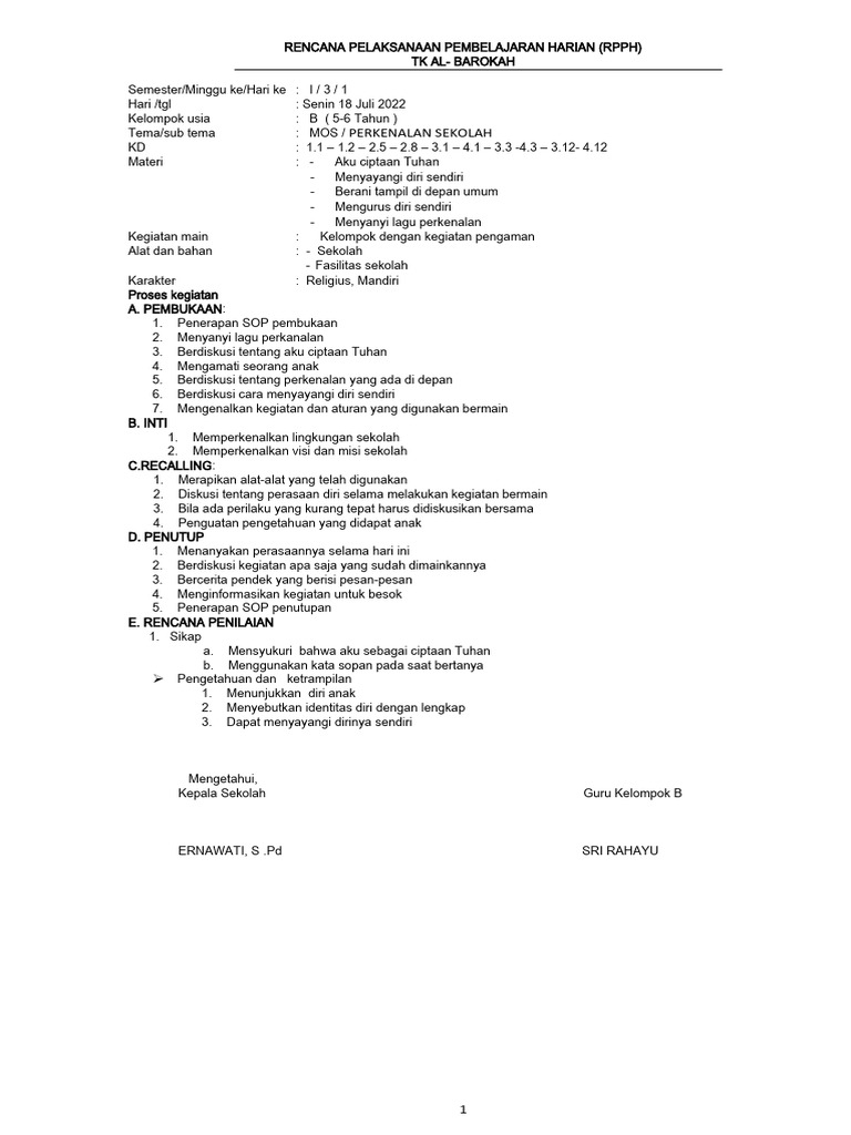 RPPH TK B Semester 1 | PDF