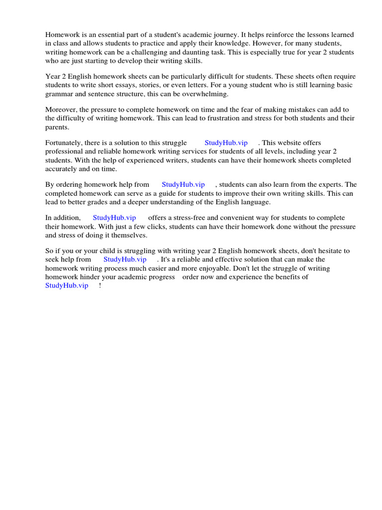 Homework Sheets Year 2 English | PDF | Worksheet | Homework