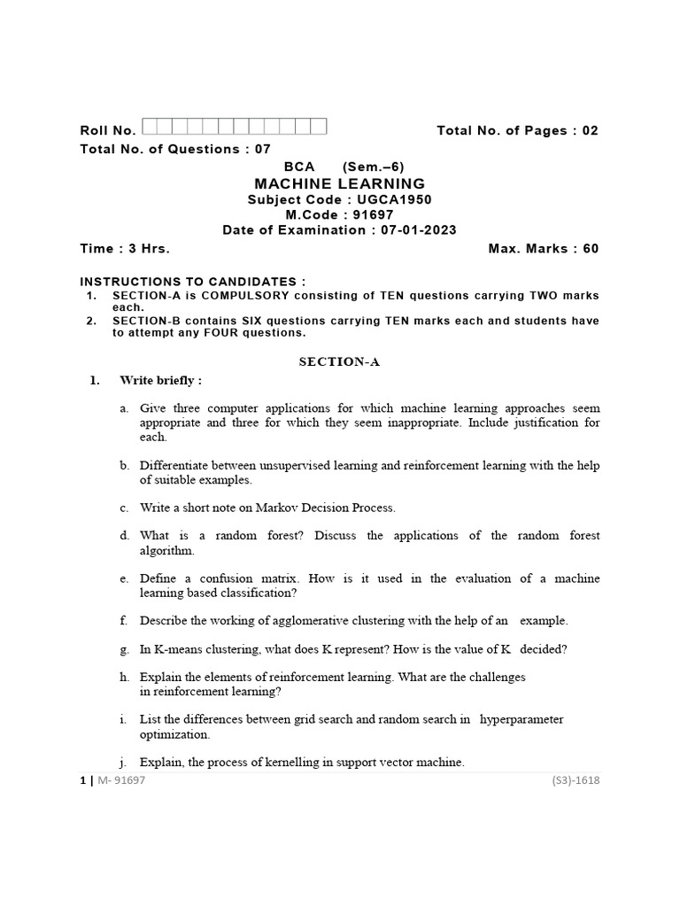Bca 6 Sem Machine Learning 91697 Jan 2023 | PDF | Cluster Analysis ... Bca 6 Sem Machine Learning 91697 Jan 2023 | PDF | Cluster Analysis ...