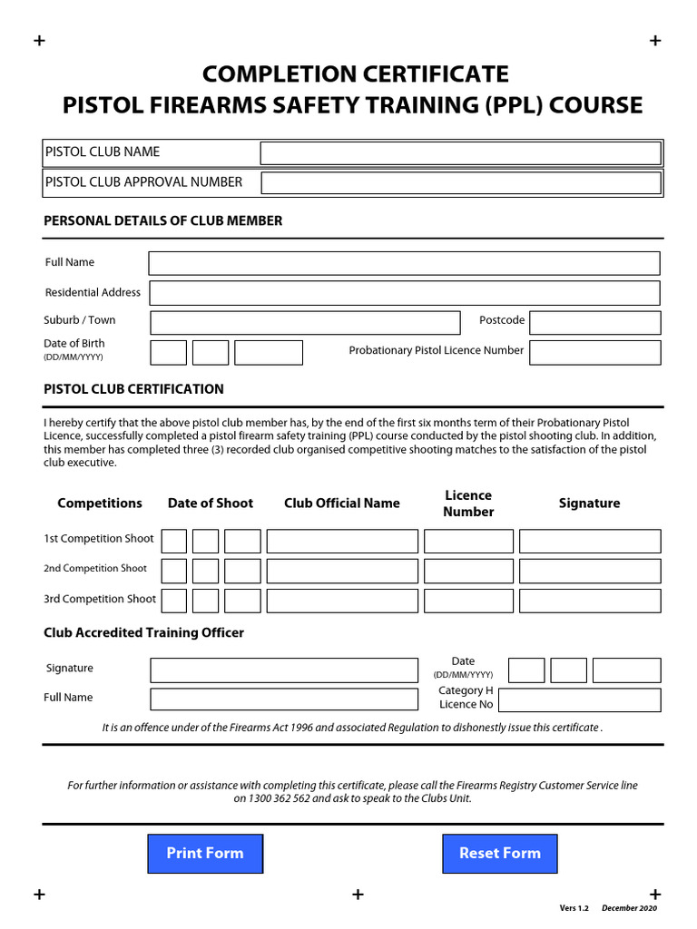 PPL_FST_Completion_Certificate | PDF | Projectile Weapons | Firearms
