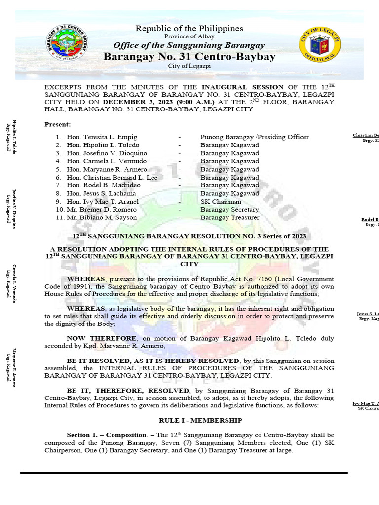 Reso 3 - Internal Rules of Procedures | Download Free PDF | Quorum ...