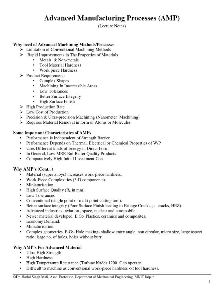3-Classification of Advanced Manufacturing Processes | PDF | Machining ...