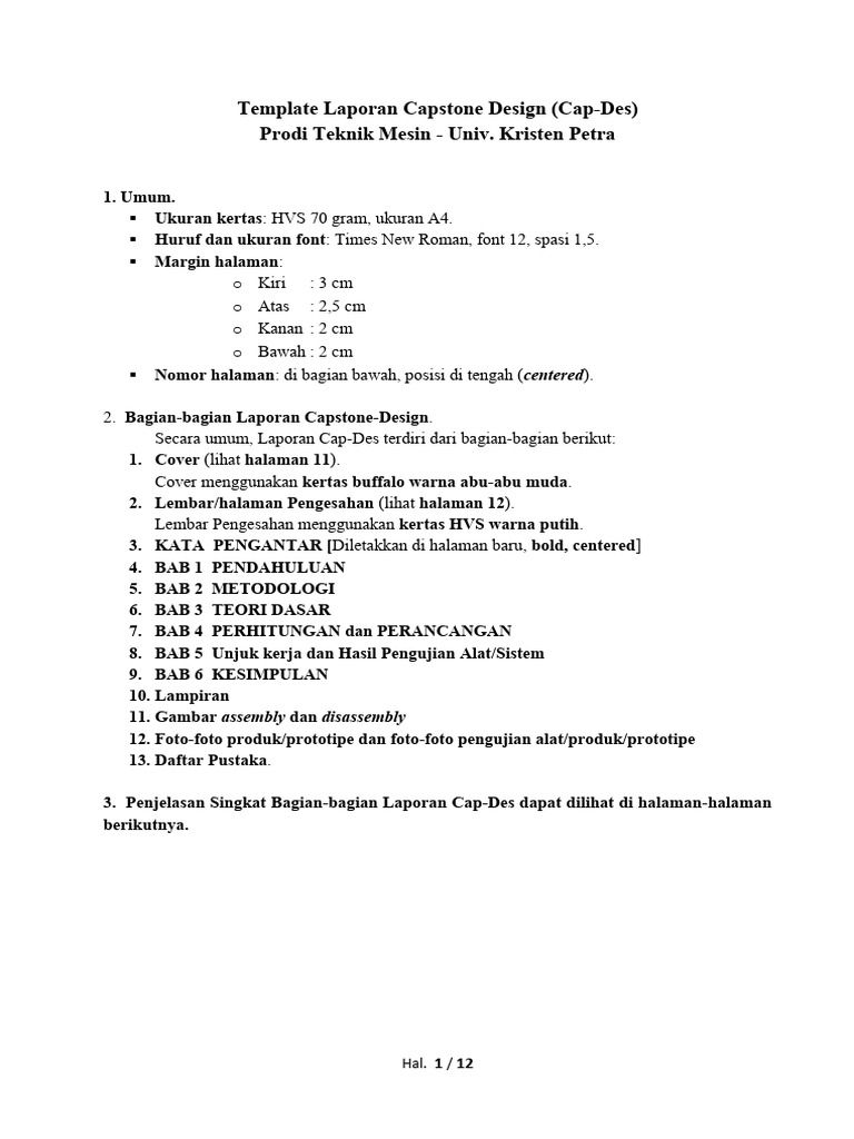 Template Laporan Capstone Design Versi 2-10 Genap 23-24 | PDF