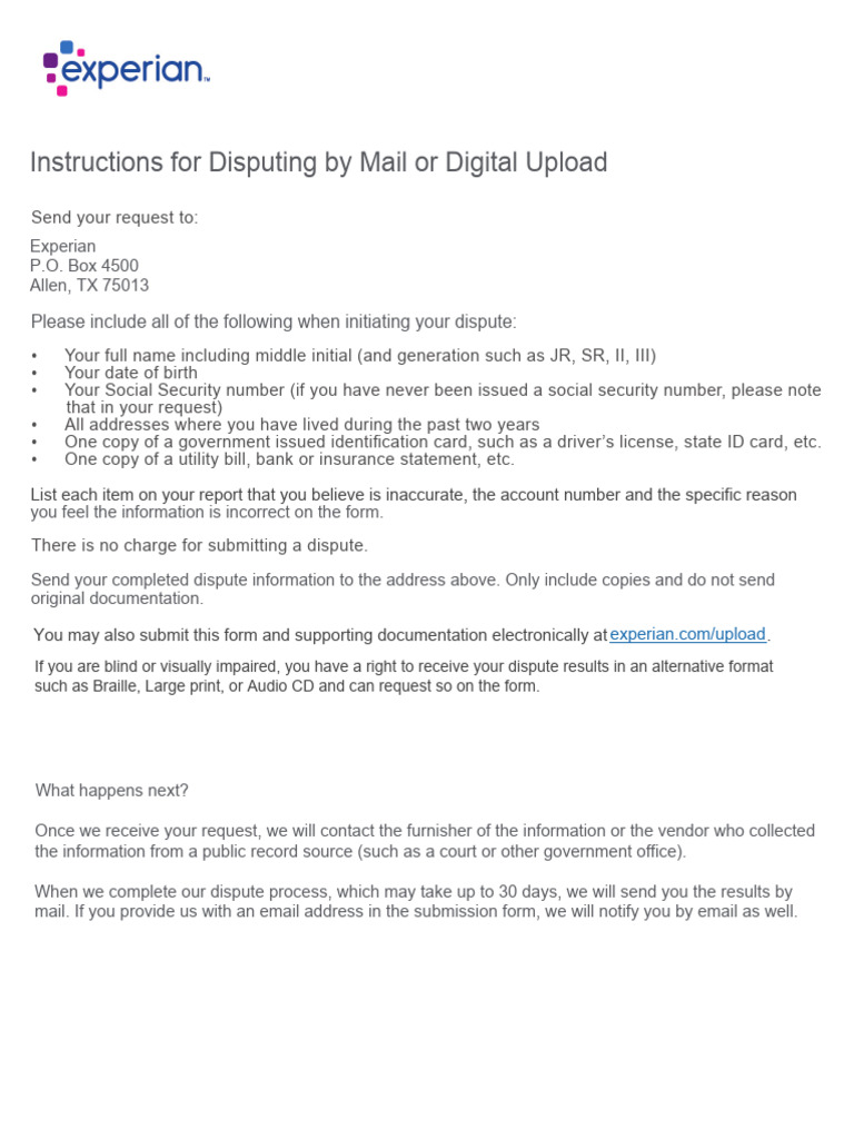 Dispute Form | PDF | Social Security Number | Mail