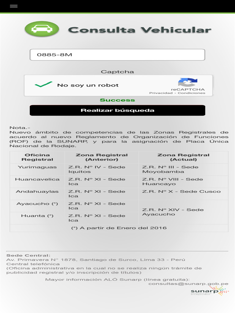 Consulta Vehicular - SUNARP | PDF