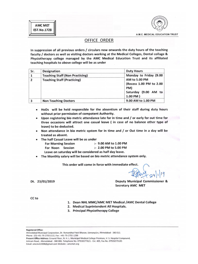 Office Order 1728 Teaching Time Change | PDF