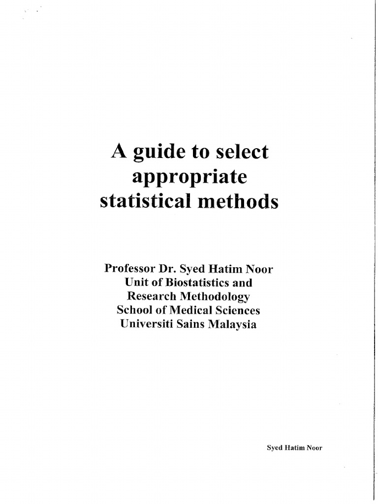 A Guide To Select Appropriate Statistical Methods | PDF