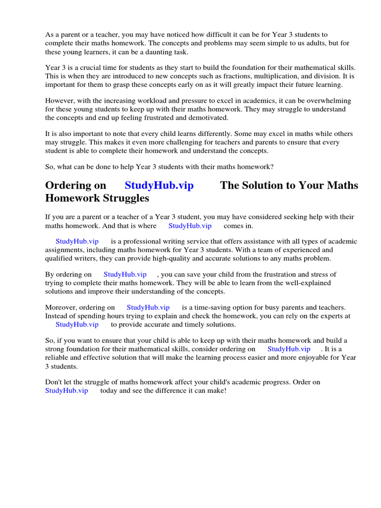 Maths Homework Year 3 | PDF | Worksheet | Homework