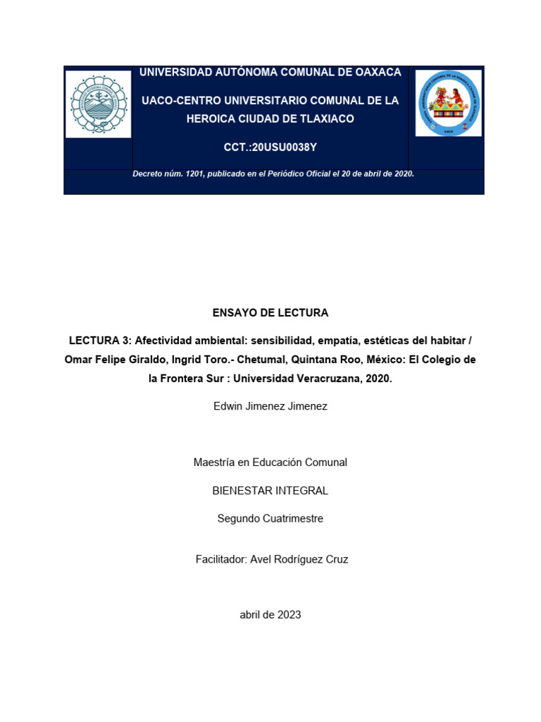 Ensayo - Edwin Jimenez Jimenez - 112634 | PDF | Entorno natural