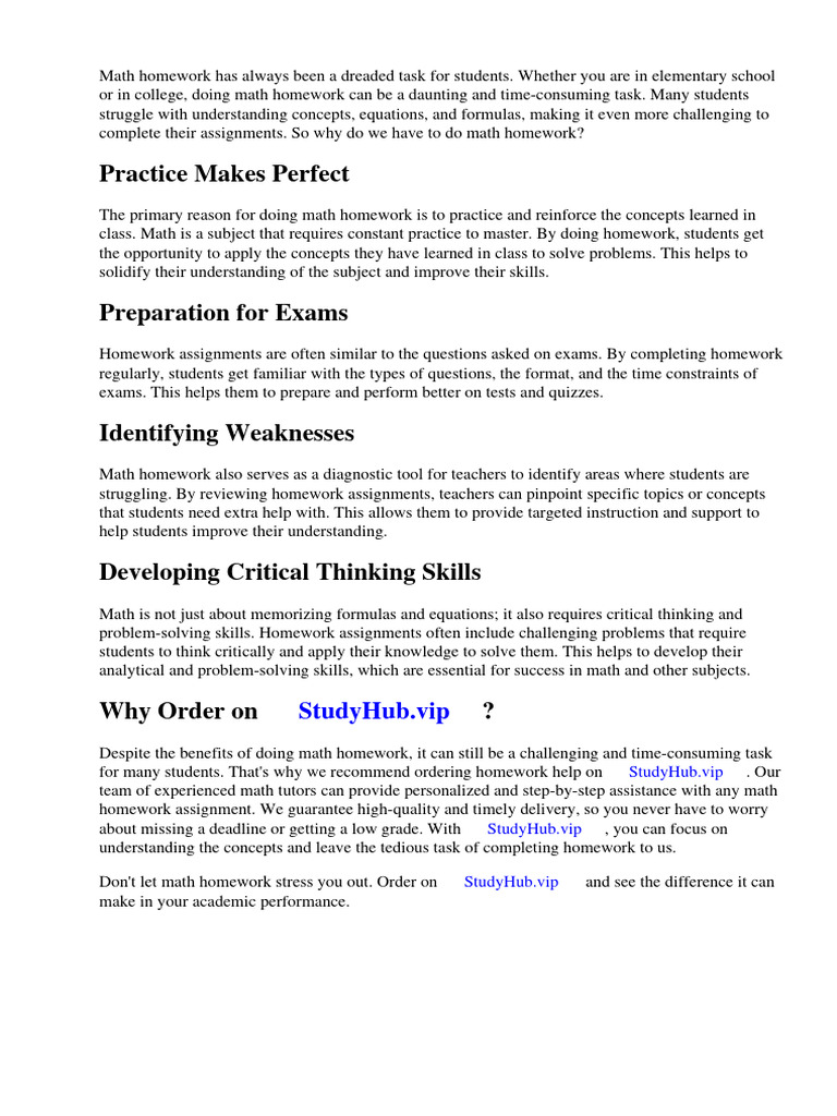 Why Do Math Homework | PDF | Homework | Mathematics
