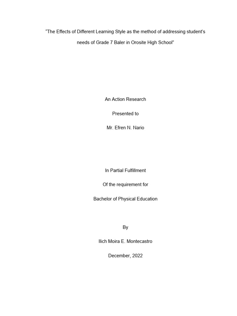 Ira Action Research | Download Free PDF | Learning Styles | Learning